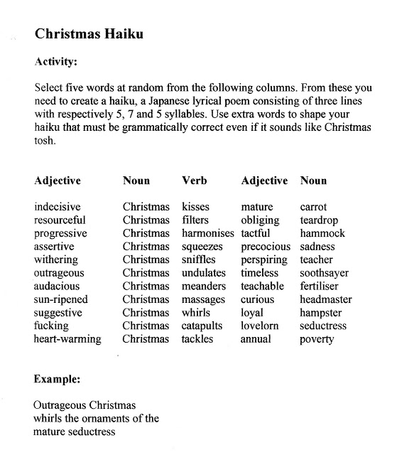 Christmas Haiku Game | gravyfromthegazebo
