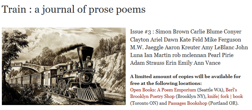 Train Prose Poems | gravyfromthegazebo